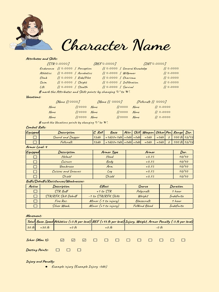 New Character Sheet - Public | PDF | Armour