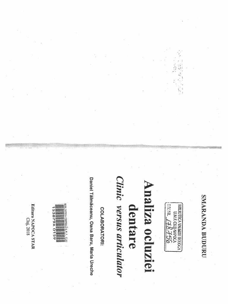 Analiza Ocluziei Dentare Smaranda Buduru 2018 | PDF