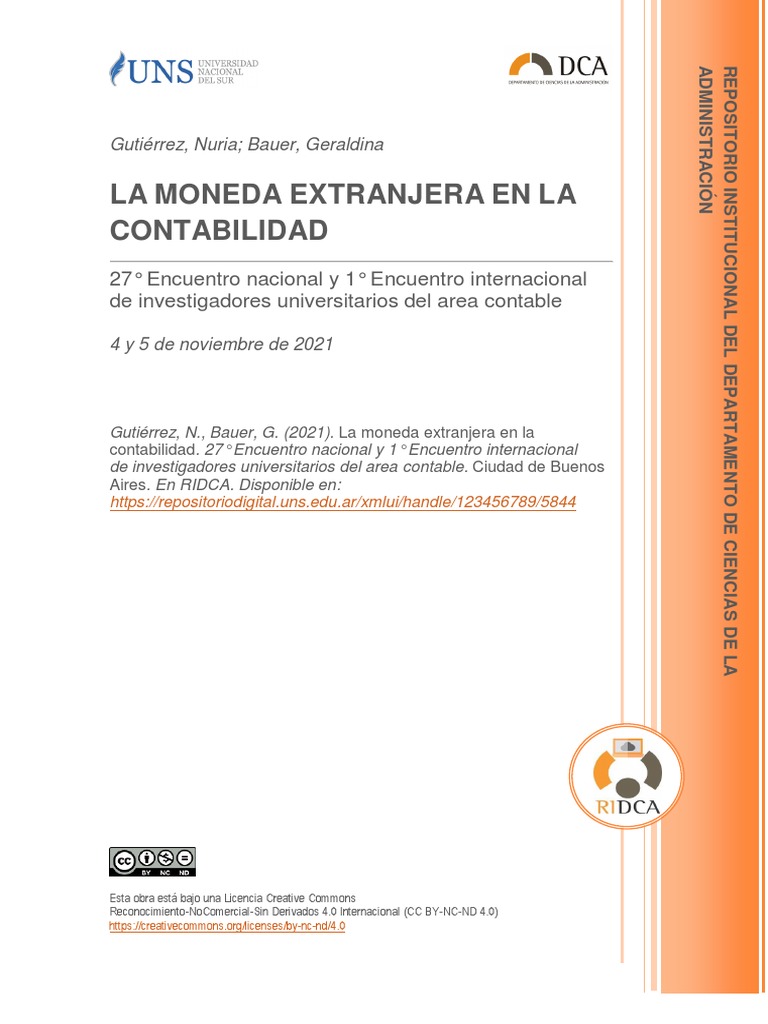 Contabilidad de Moneda Extranjera | PDF | Contabilidad | Moneda
