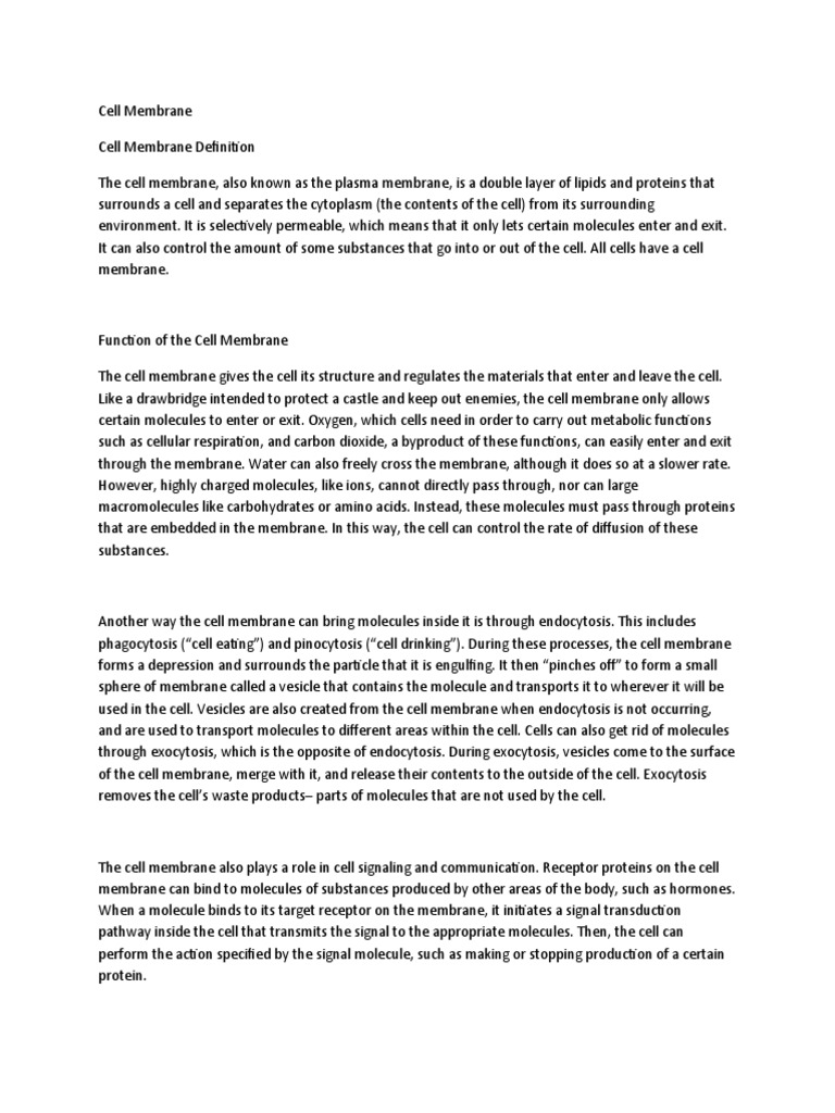 Cell Membrane | PDF | Cell Membrane | Cell (Biology)