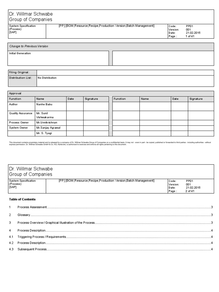 SSP PP01 Master Data | PDF