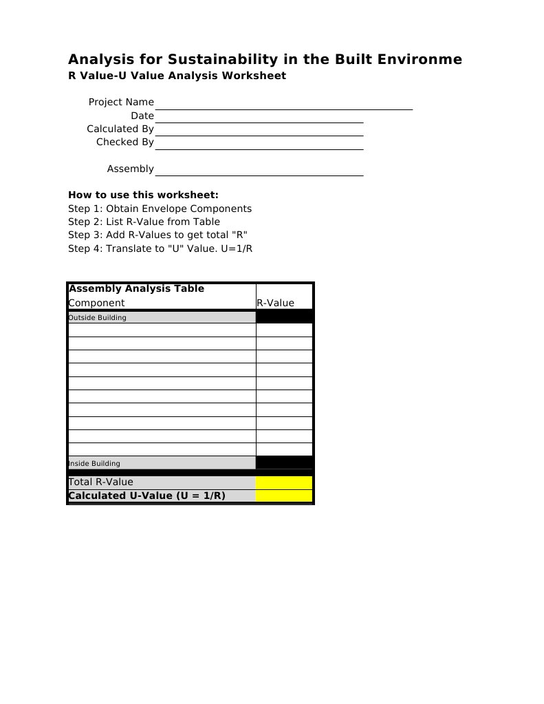 R Value U Value Worksheet | PDF | Teaching Mathematics | Nature
