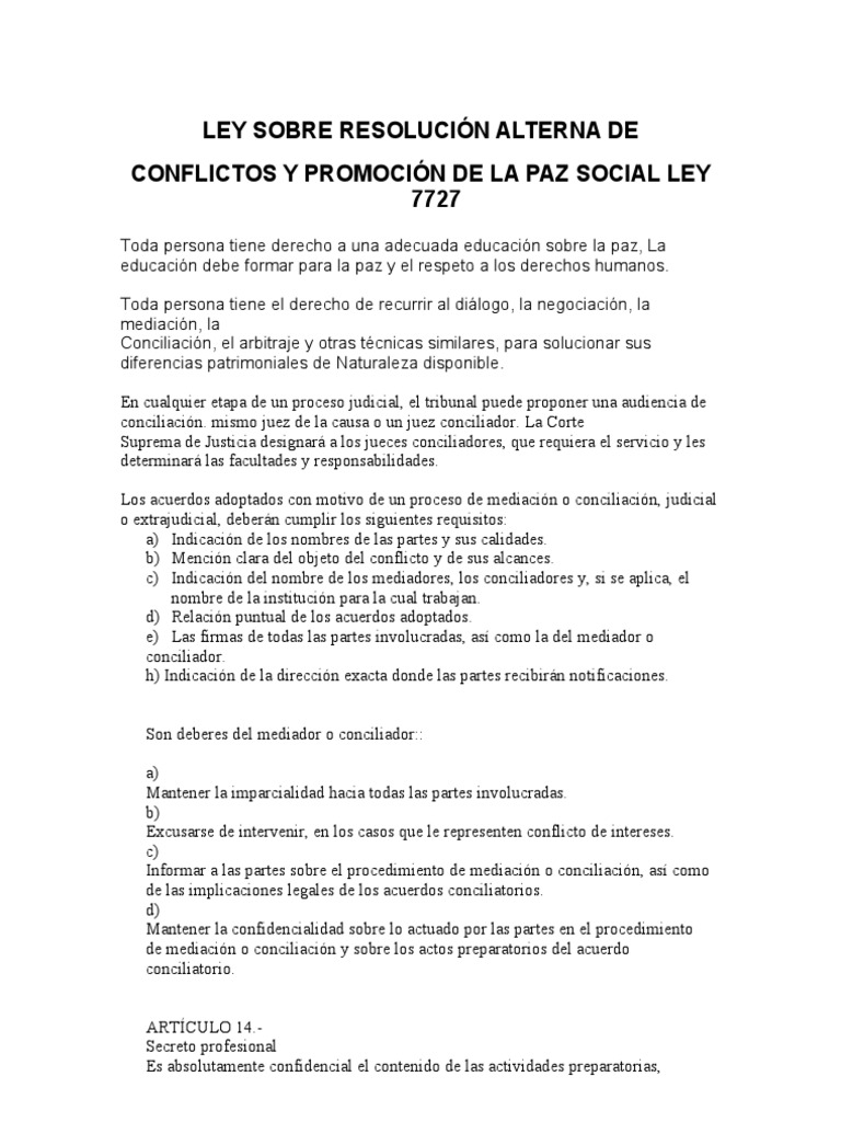 Resolución Alterna de Conflictos | PDF | Mediación | Arbitraje
