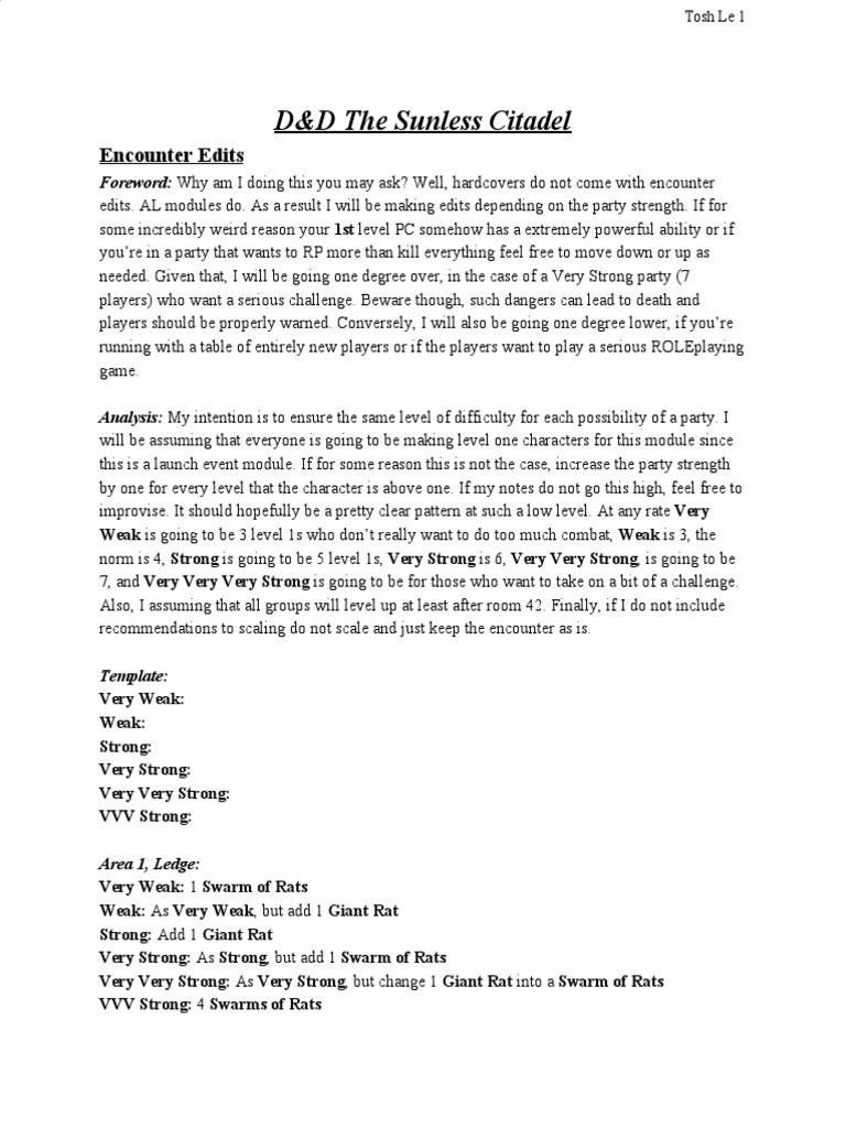 Encounter Edits for Sunless Citadel | PDF