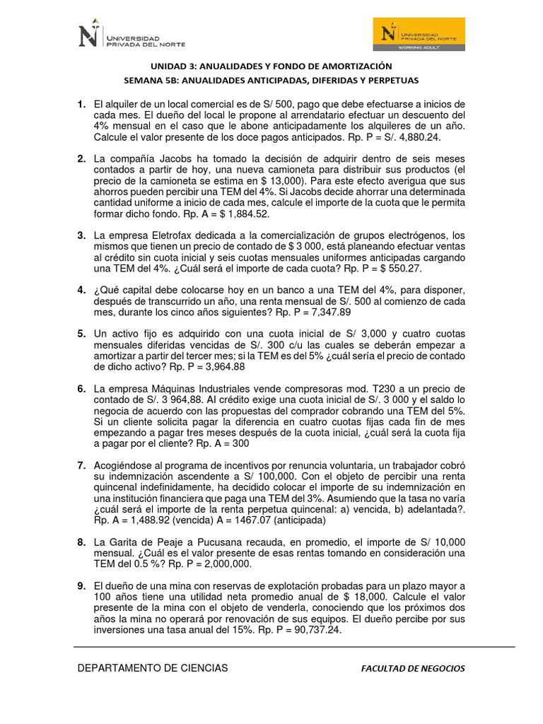 Hoja de Trabajo 5B | PDF | Amortización (Negocio) | Economias