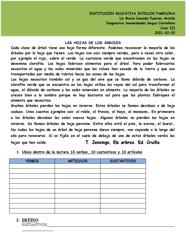 Hojas de árboles: características y funciones | PDF | Hoja | Arboles