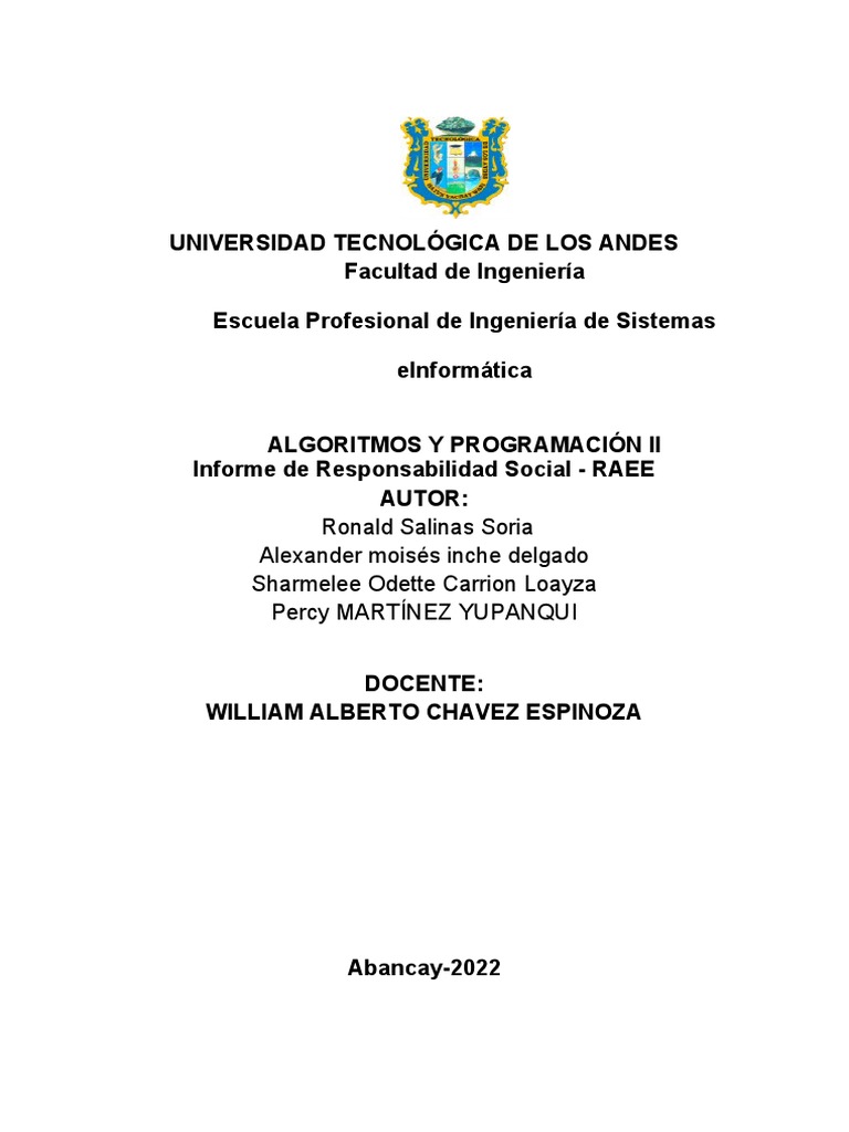 Informe de Responsabilidad Social - RAEE | PDF