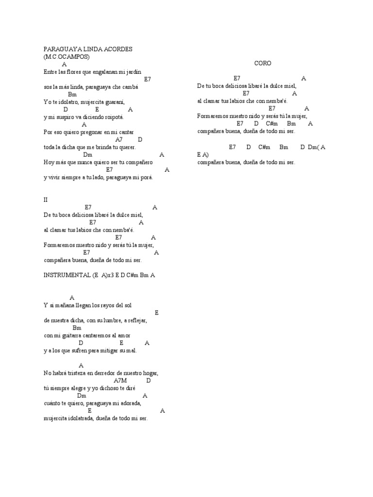 Paraguaya Linda Acordes | PDF