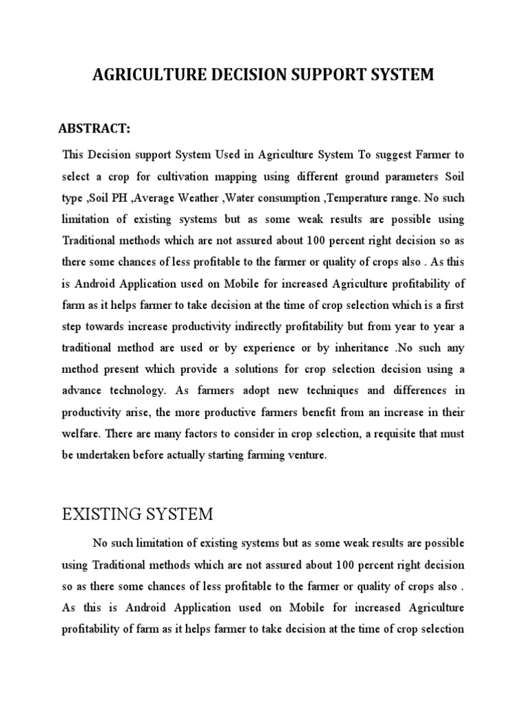 Agriculture Decision Support System | PDF | Agriculture | Soil