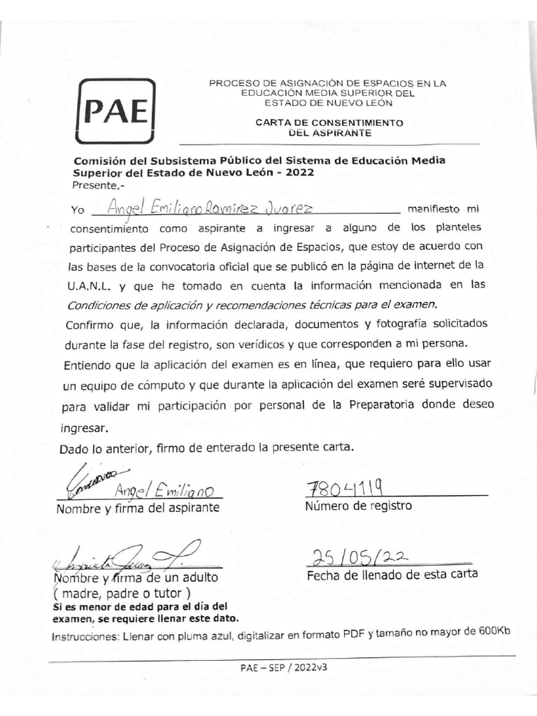 Carta Consentimiento Preparatoria - Compressed | PDF