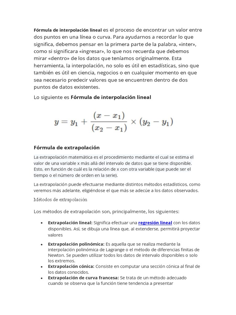 Interpolación y Extrapolación Lineal | PDF | Análisis matemático ...