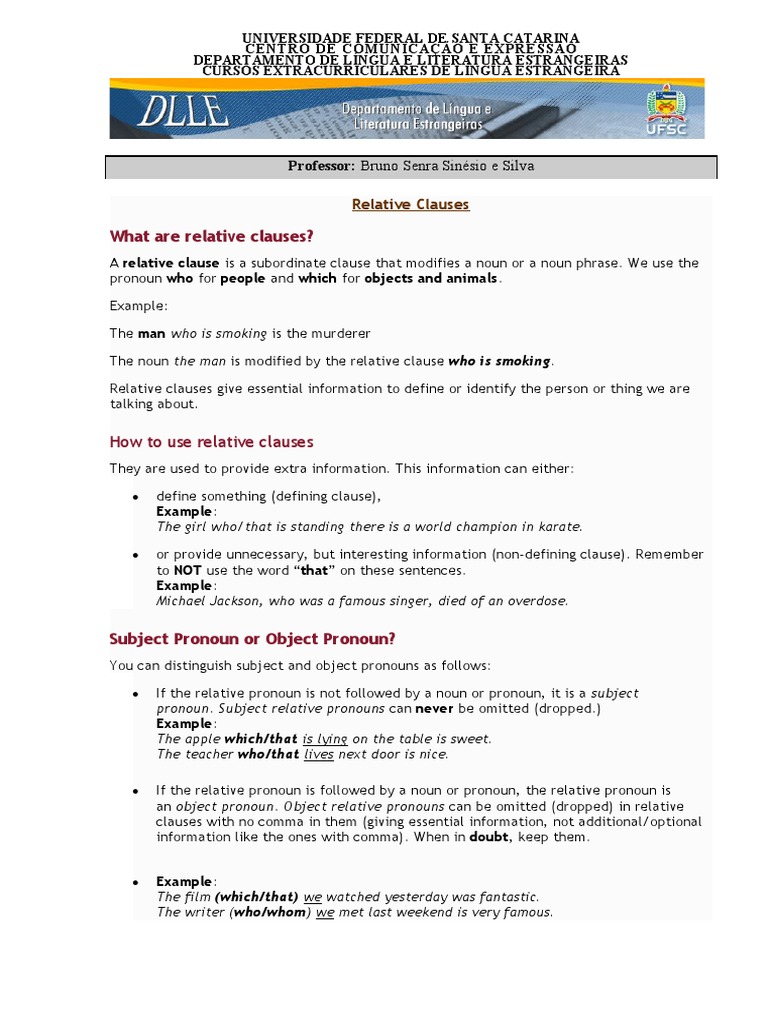 Extra Review Relative Clauses | PDF | Pronoun | Clause