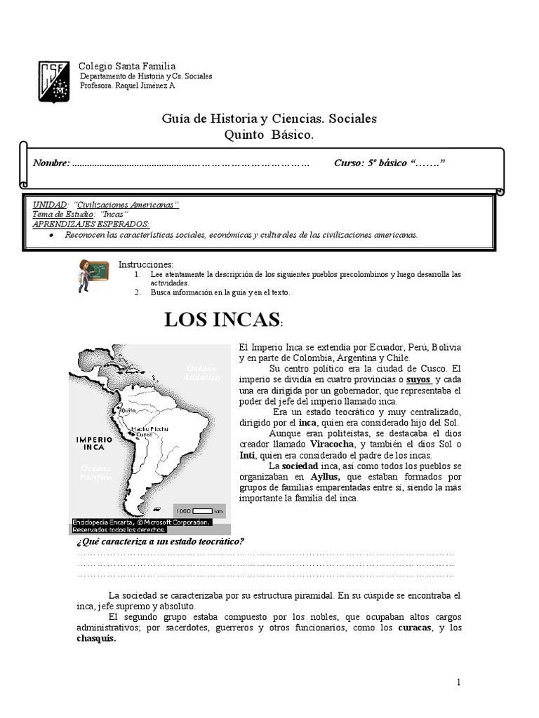 Guia - Los Incas.5º | PDF | Imperio Inca