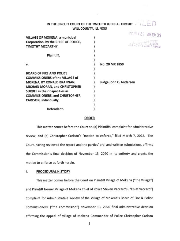 Will County Circuit Court Judge John Anderson Decision | PDF