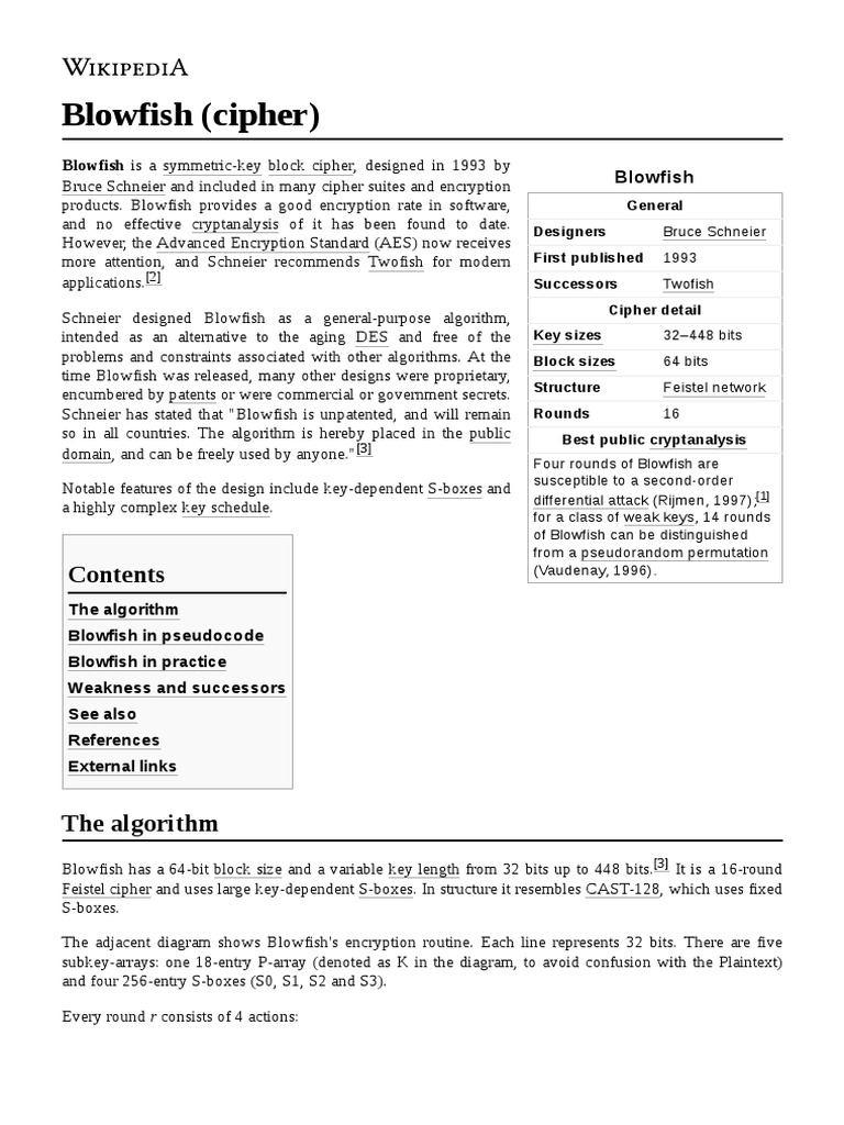 Blowfish (Cipher) : Blowfish Is A Symmetric-Key Block Cipher, Designed ... Blowfish (Cipher) : Blowfish Is A Symmetric-Key Block Cipher, Designed ...