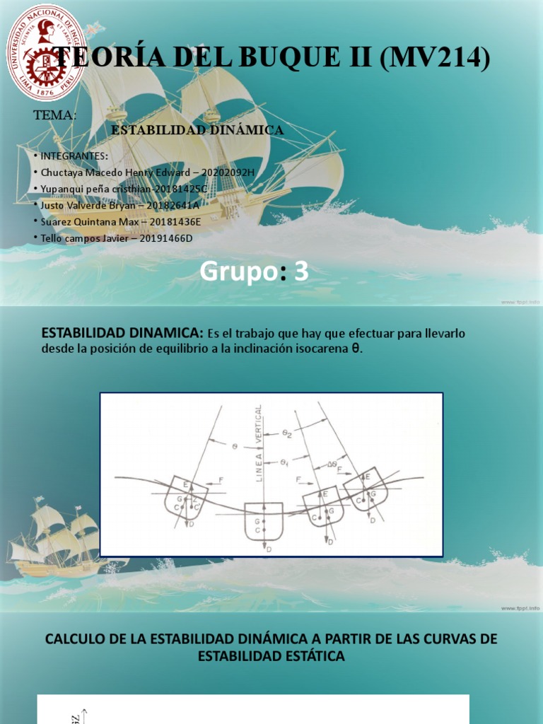Estabilidad Dinámica en Buques: Teoría y Cálculos | PDF | Ingeniería mecánica | Mecanica clasica
