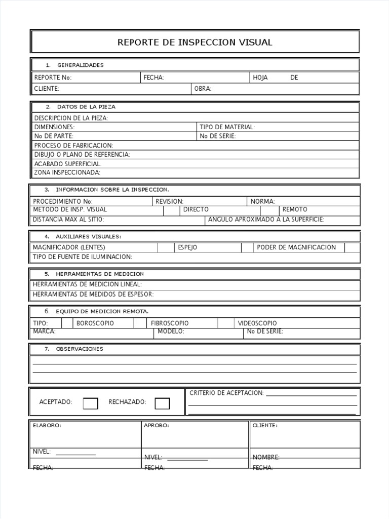 PDF Reporte de Inspeccion Visual | PDF