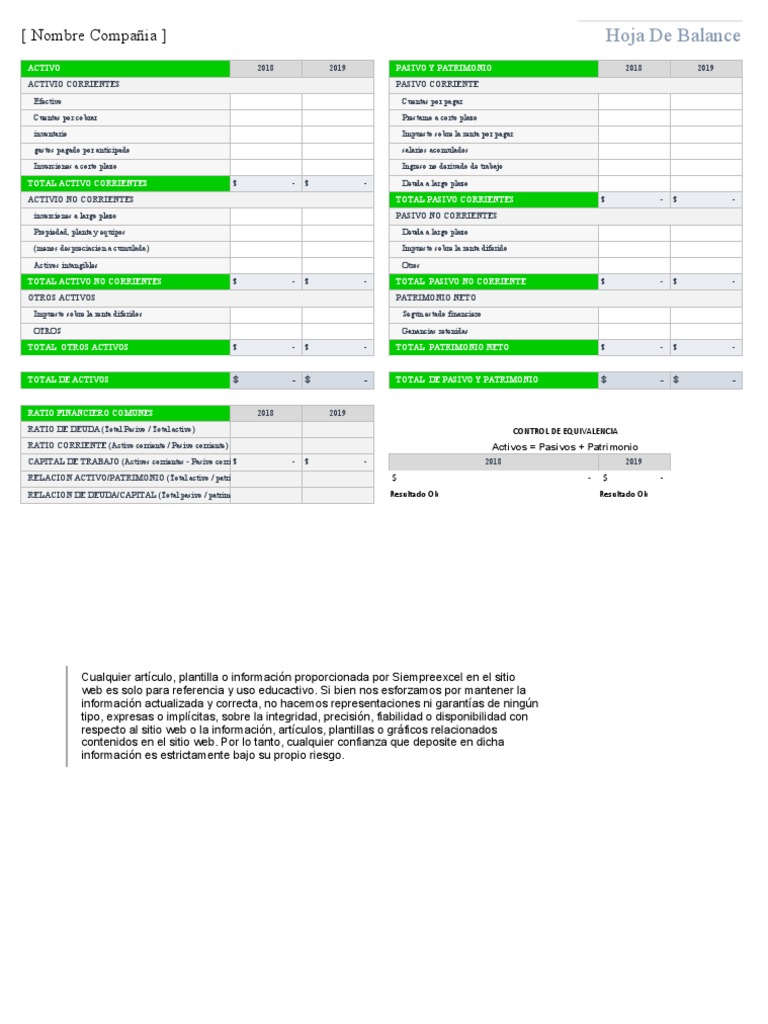 Balance General en EXCEL | PDF | Ratio financiero | Hoja de balance