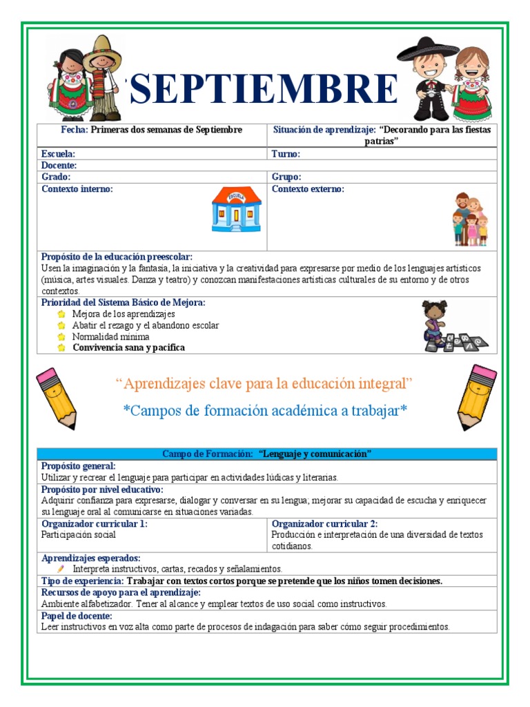 Actividades de Septiembre en Preescolar | PDF | Aprendizaje | Creatividad