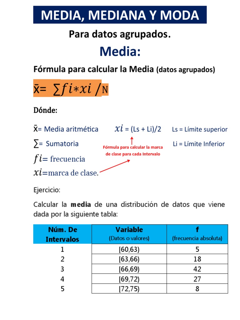 Cálculo de Media y Mediana en Datos Agrupados | PDF | Análisis ...
