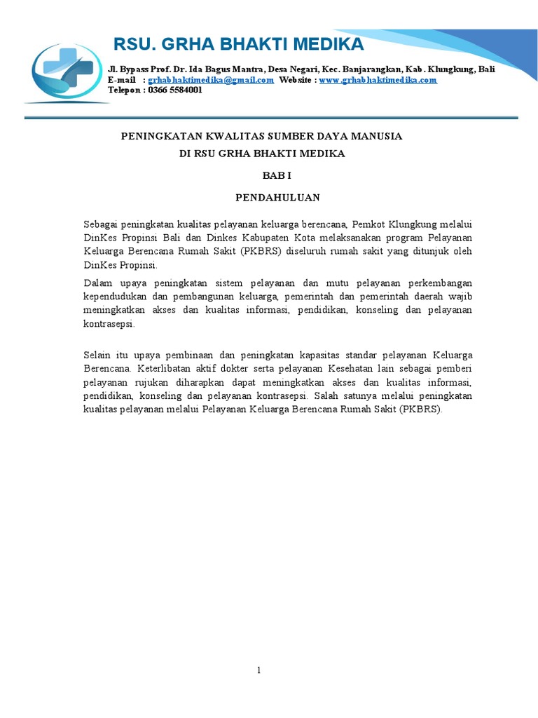 Program Kerja PKBRS Rsu GBM | PDF | Pengembangan Diri | Kesehatan Holistik