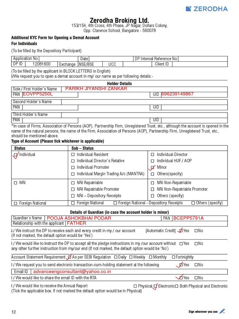 SKTEXBRM Minor Demat Form | PDF | Cheque | Financial Services