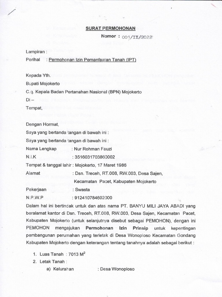 Surat Permohonan IPT | PDF