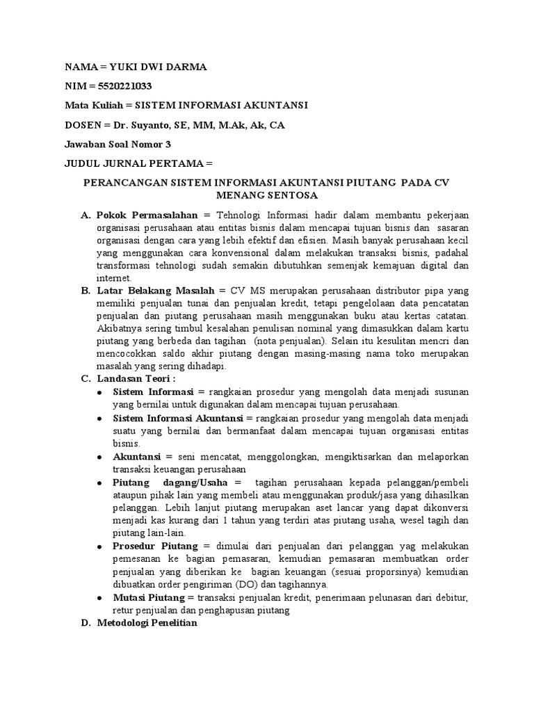 Jawaban Uas Sia | PDF