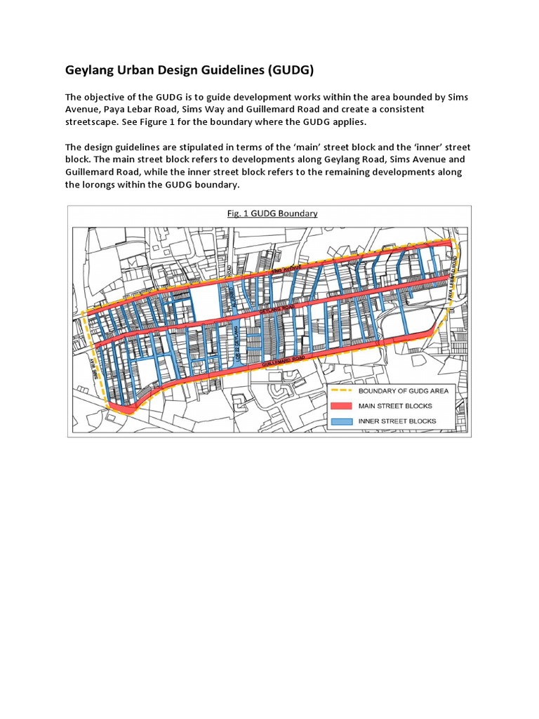 Geylang Urban Design Guidelines Summarize Key Aspects | PDF | Street ...