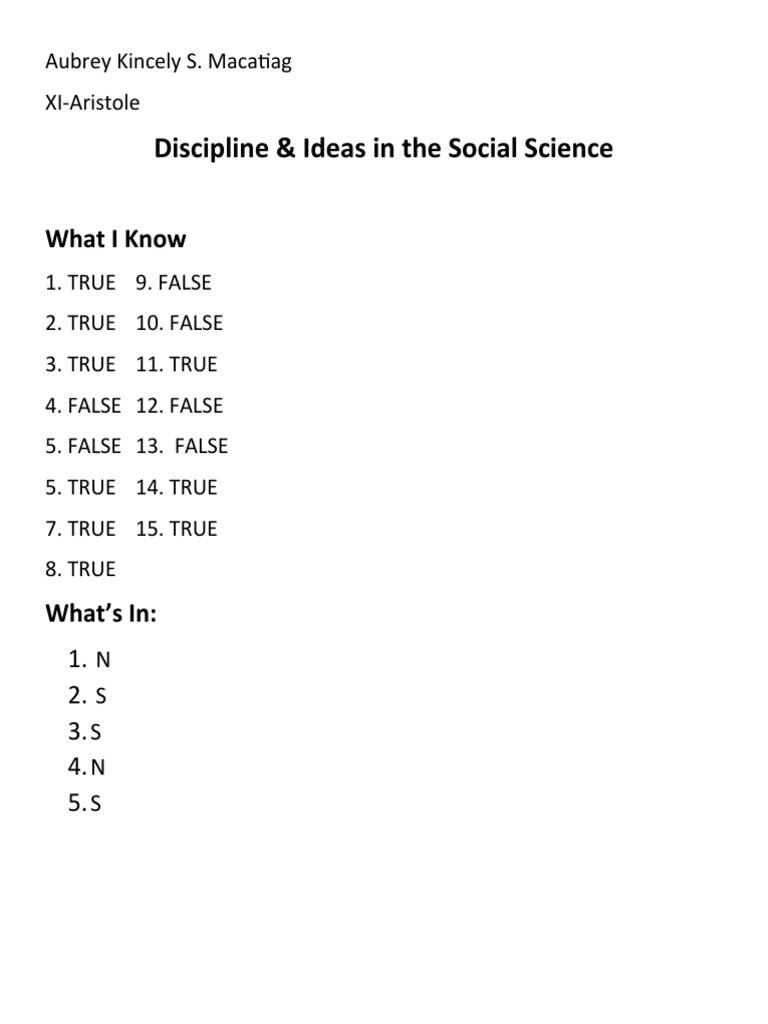 Discipline & Ideas in The Social Science: What I Know | PDF | Social ...