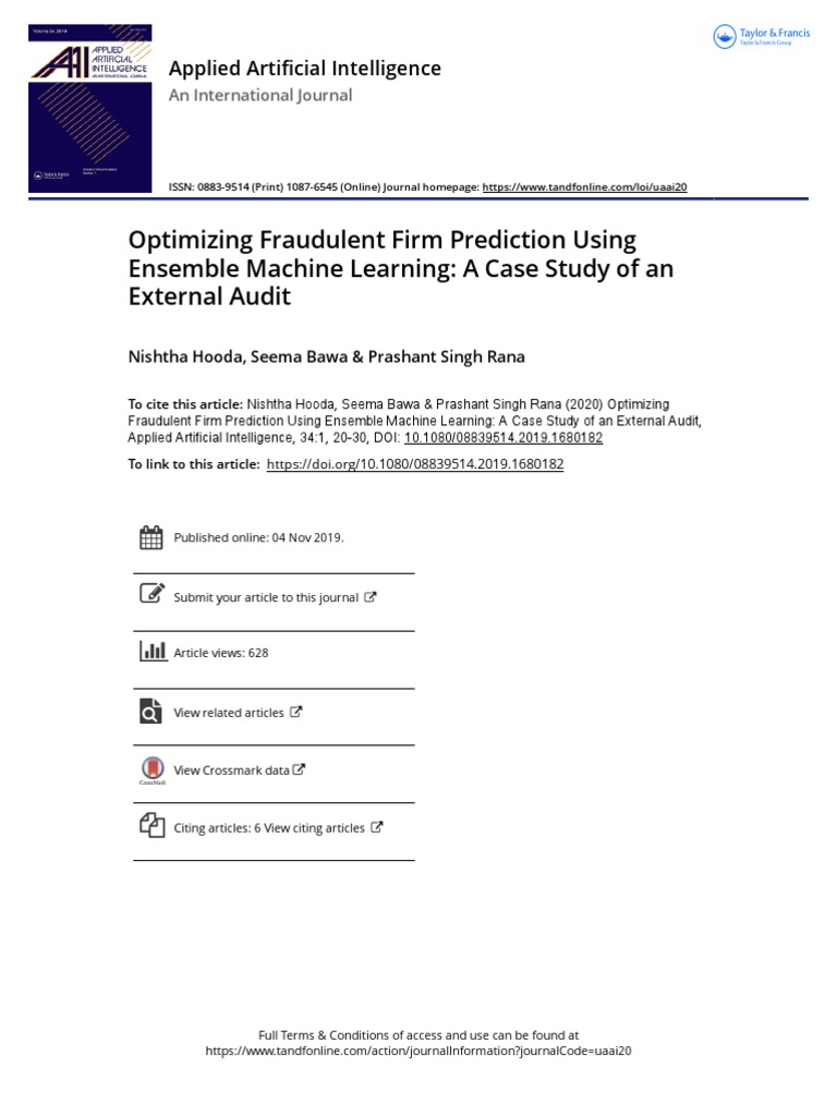 Optimizing Fraudulent Firm Prediction Using Ensemble Machine Learning A Case Study of An ...
