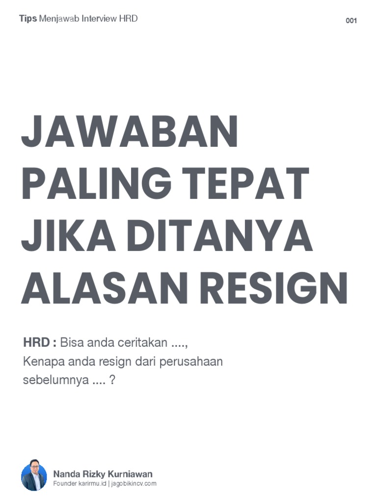 Tips Resign untuk Interview HRD | PDF