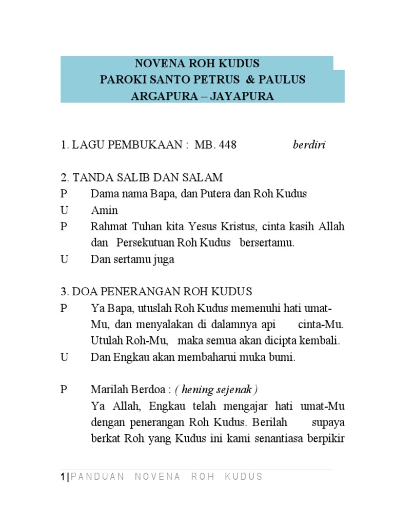 Novena Roh Kudus | PDF