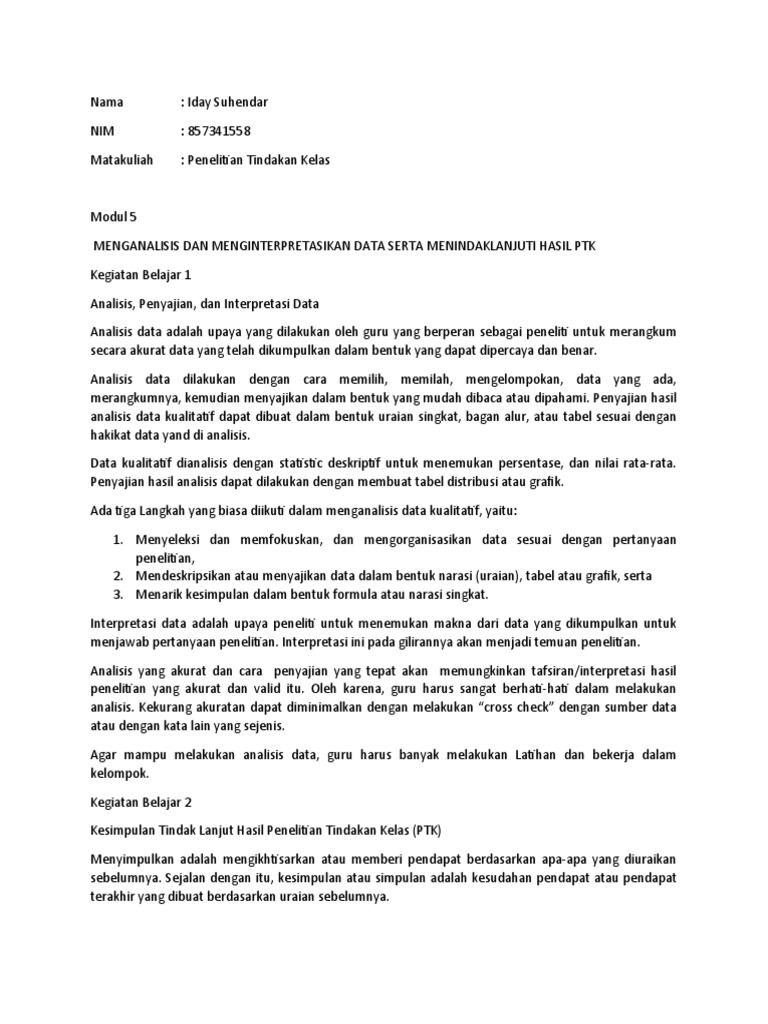 Resume Penelitian Tindakan Kelas Modul 5 | PDF