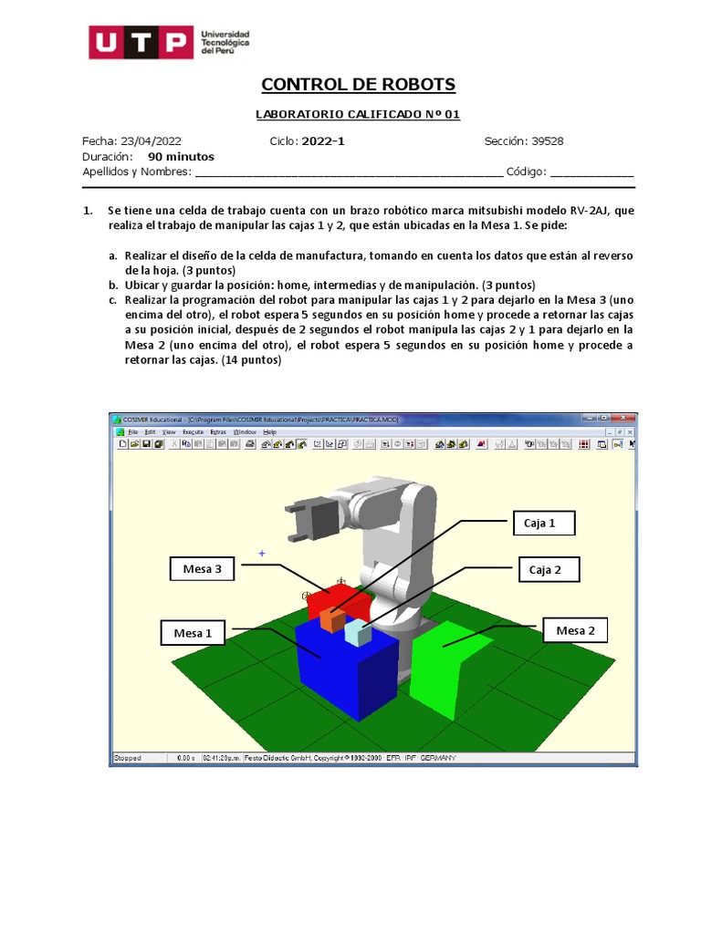 Laboratorio #01 Control de Robots | PDF