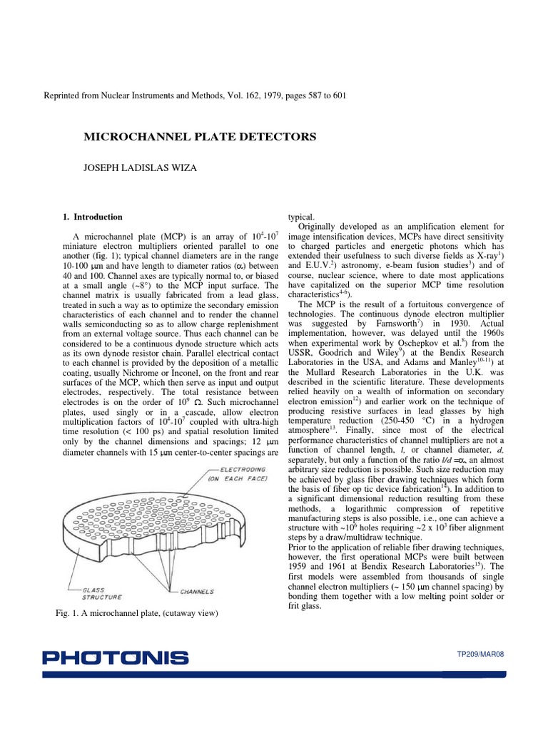 TP209 Microchannel Plate Detectors Reprint | PDF | Vacuum Tube | Electron