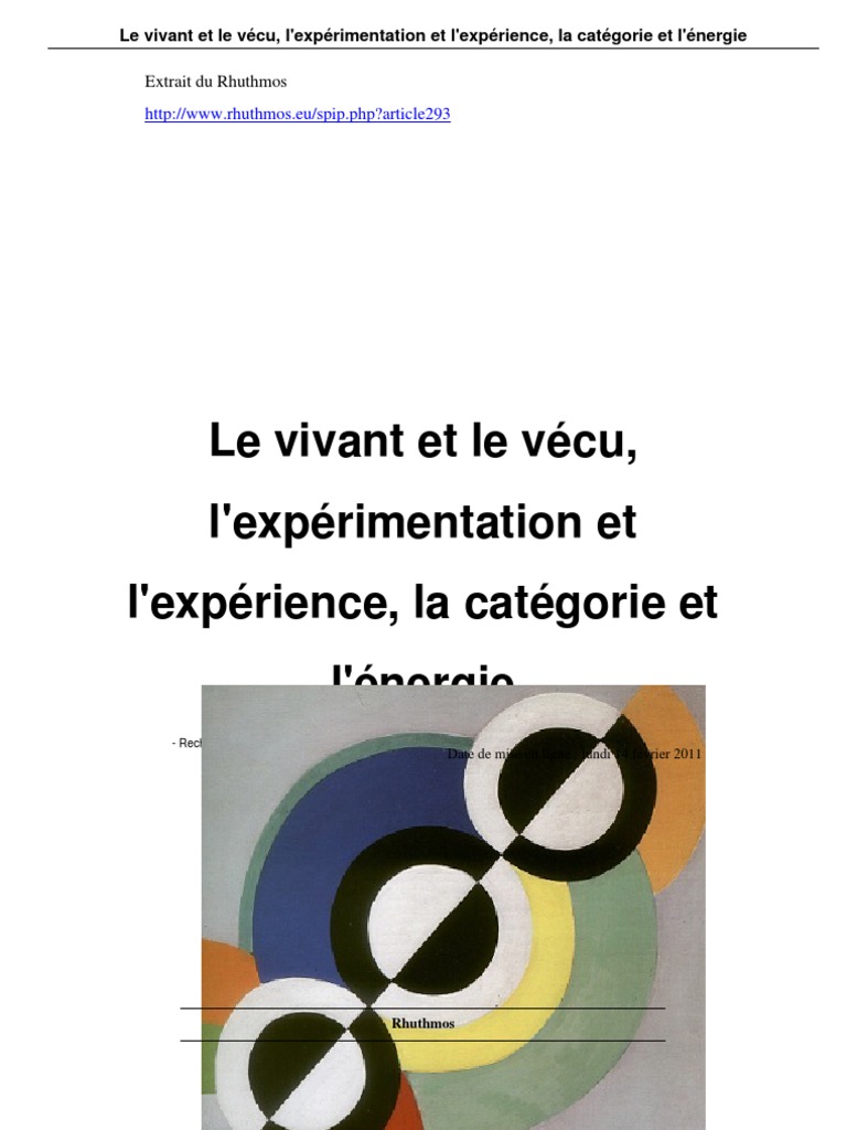 Le Vivant Et Le Vécu | PDF
