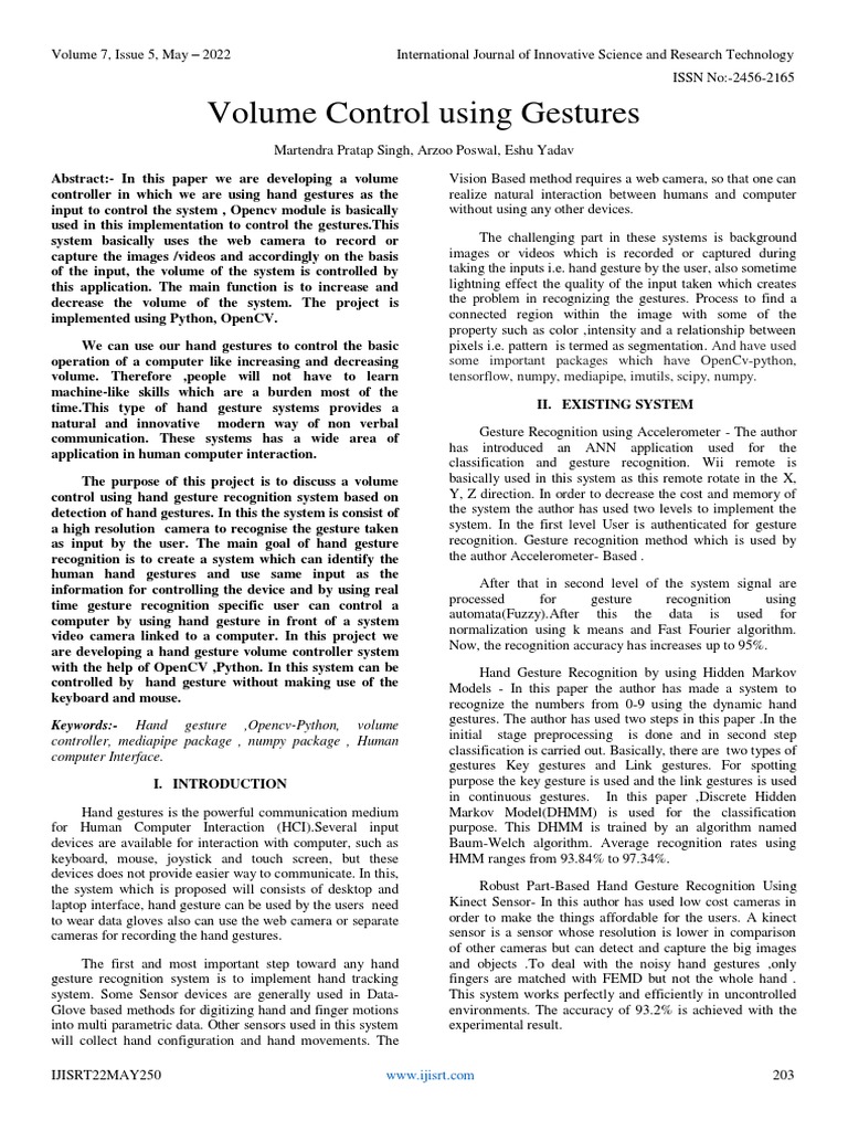 Volume Control Using Gestures | PDF | Artificial Intelligence ...