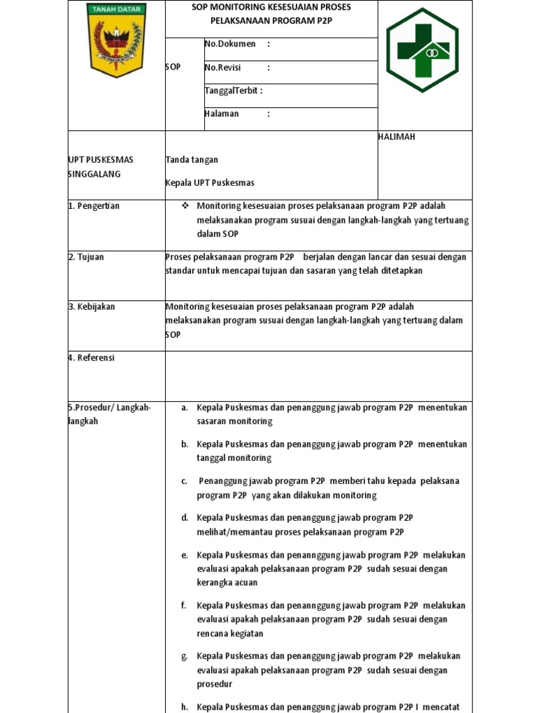 SOP Monitoring Program P2P | PDF