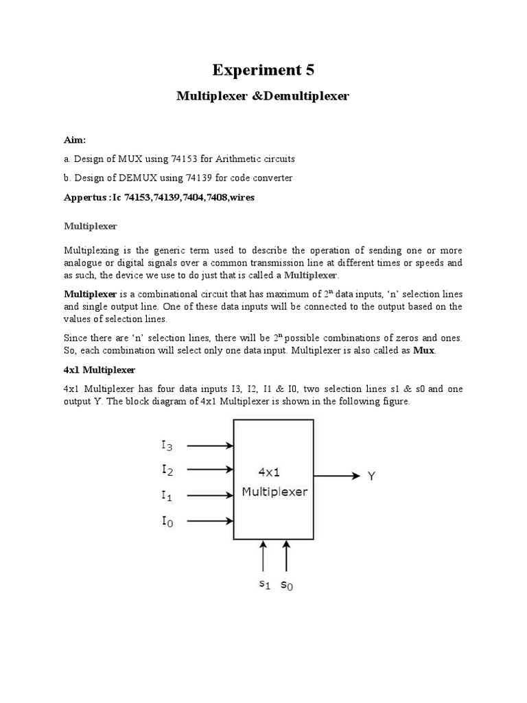 Experiment 5 MUX DEMUX | PDF | Computing | Information And ...