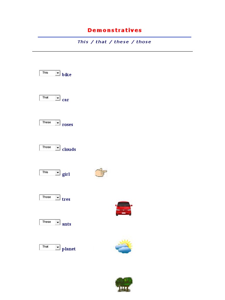 Demonstratives Exercises | PDF | Linguistic Typology | Grammar