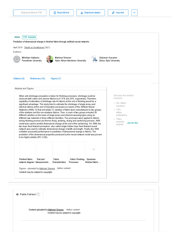 (PDF) Prediction of Dimensional Change in Finished Fabric Through Artificial Neural Networks ...