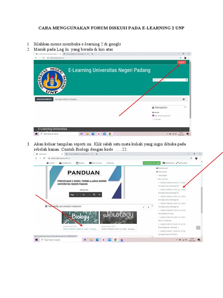 Panduan Forum Diskusi E-Learning UNP | PDF