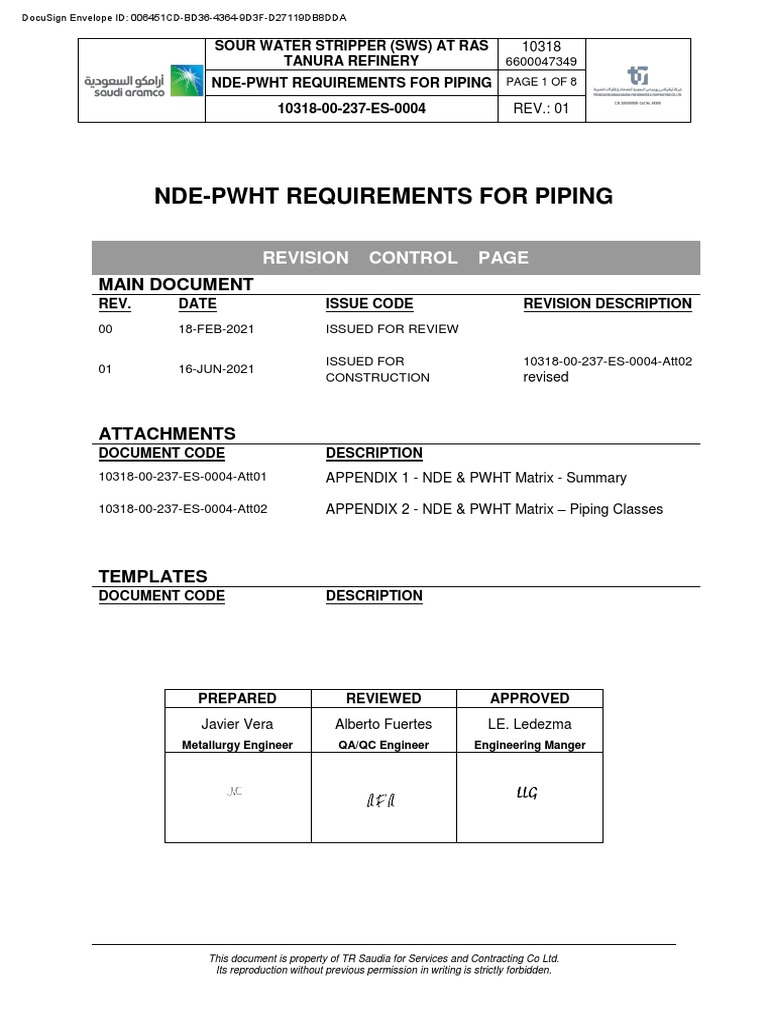 NDE Lineclass Matrix 10318-00-237-ES-0004 - Rev01 | PDF ...