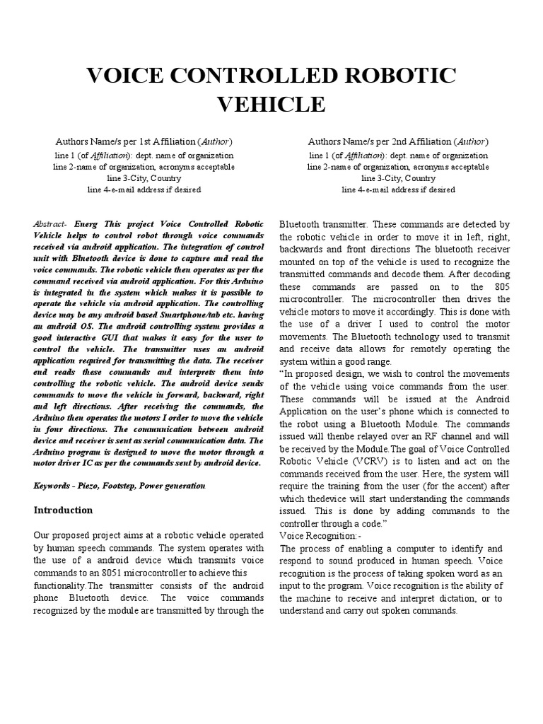 Voice Control Robot Paper | PDF | Bluetooth | Android (Operating System)