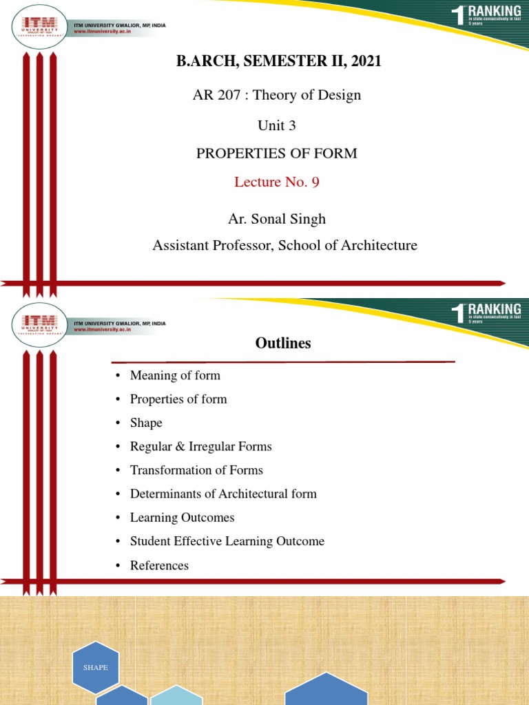 B.Arch, Semester Ii, 2021: AR 207: Theory of Design Unit 3 Properties ...