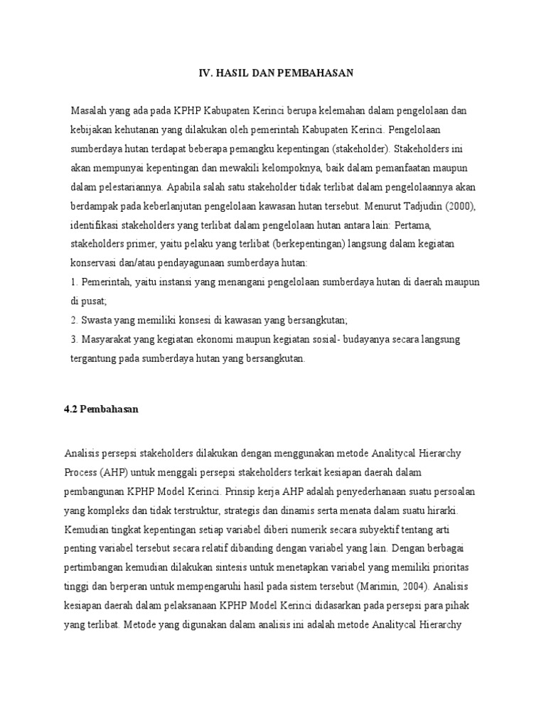 Pengelolaan KPHP Kabupaten Kerinci | PDF