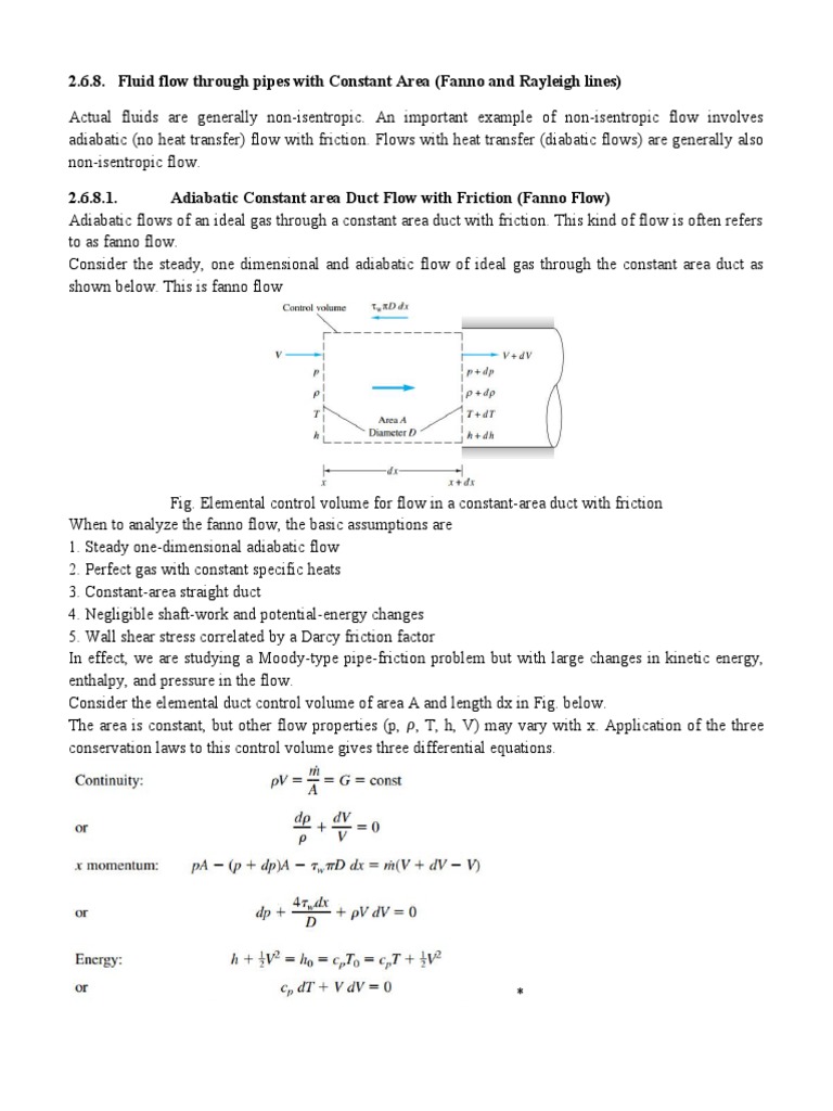 2.6.8. Fluid Flow Through Pipes With Constant Area (Fanno and Rayleigh Lines) | PDF | Fluid ...
