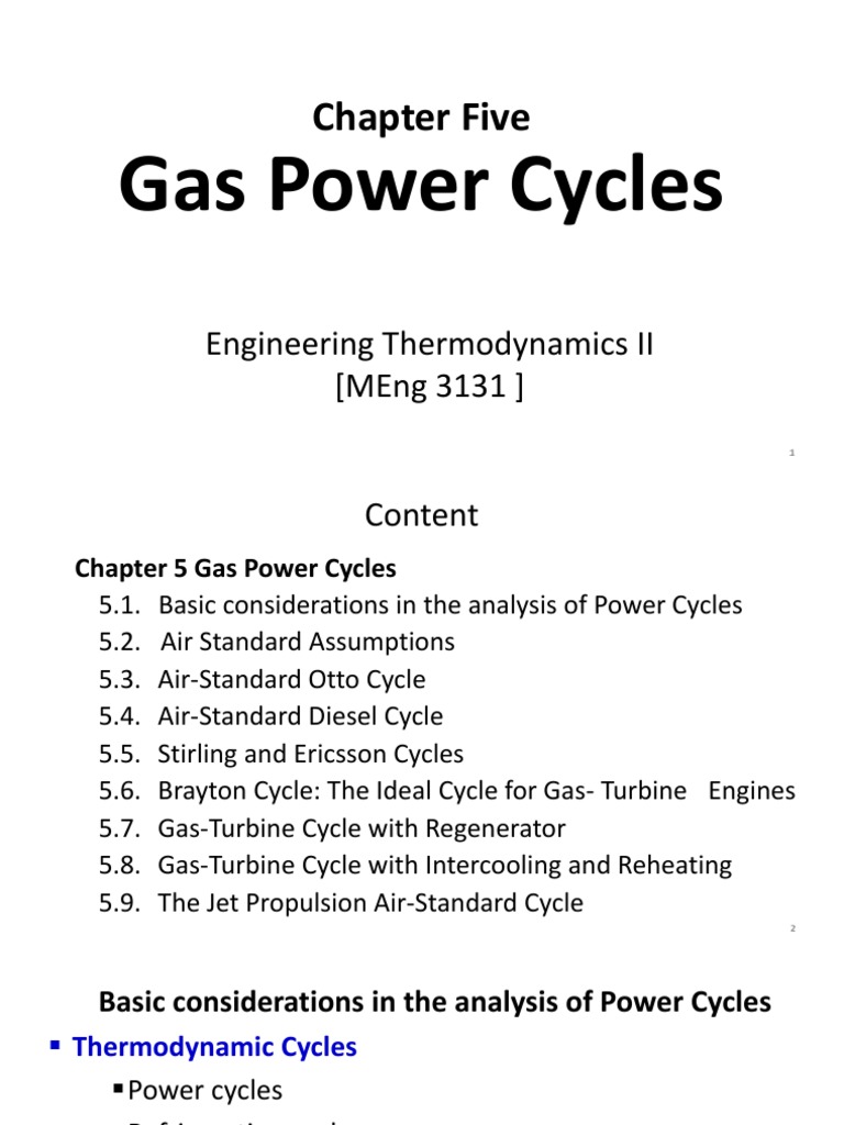 Gas Power Cycles: Chapter Five | PDF | Gas Turbine | Internal ...