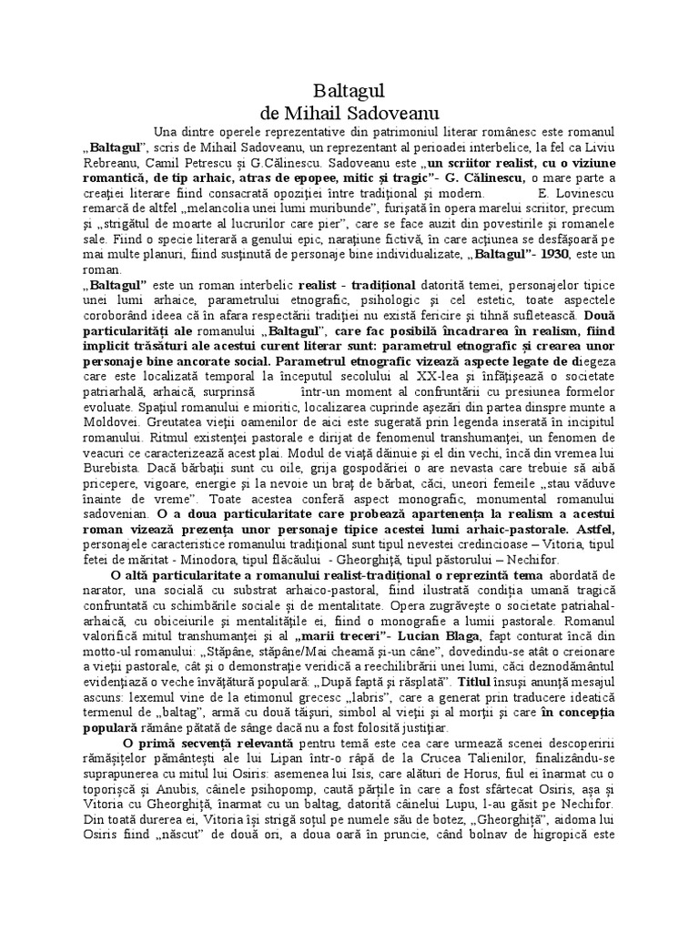 Baltagul Particularitati | PDF